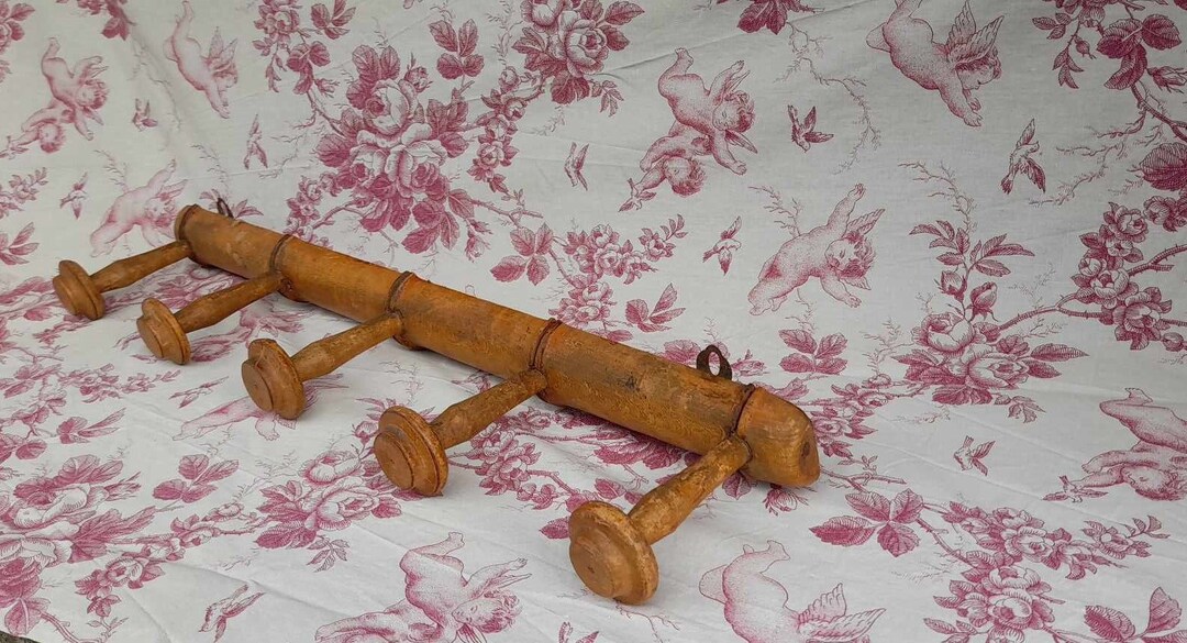 Long Antique French Faux Bamboo Wooden 5 Peg Coat Hook Rack,portmanteau ...