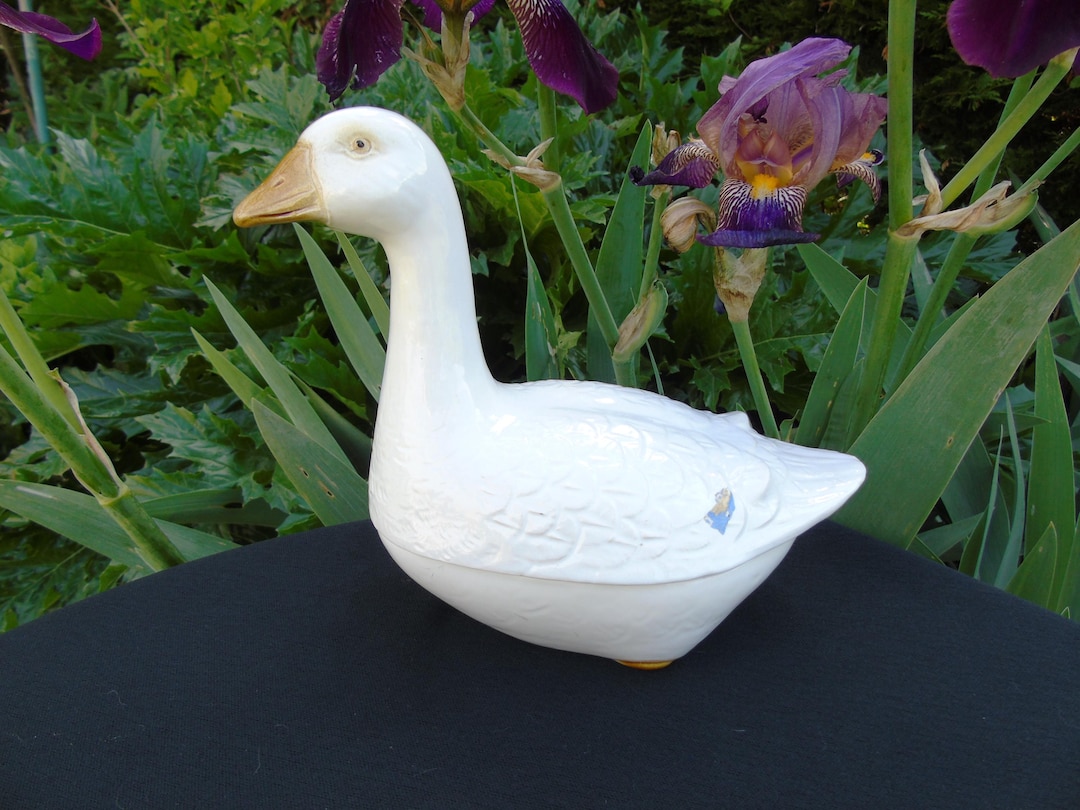 Cute Majolica White Ceramic Goose Terrine Pate Tureen,goose Serving ...