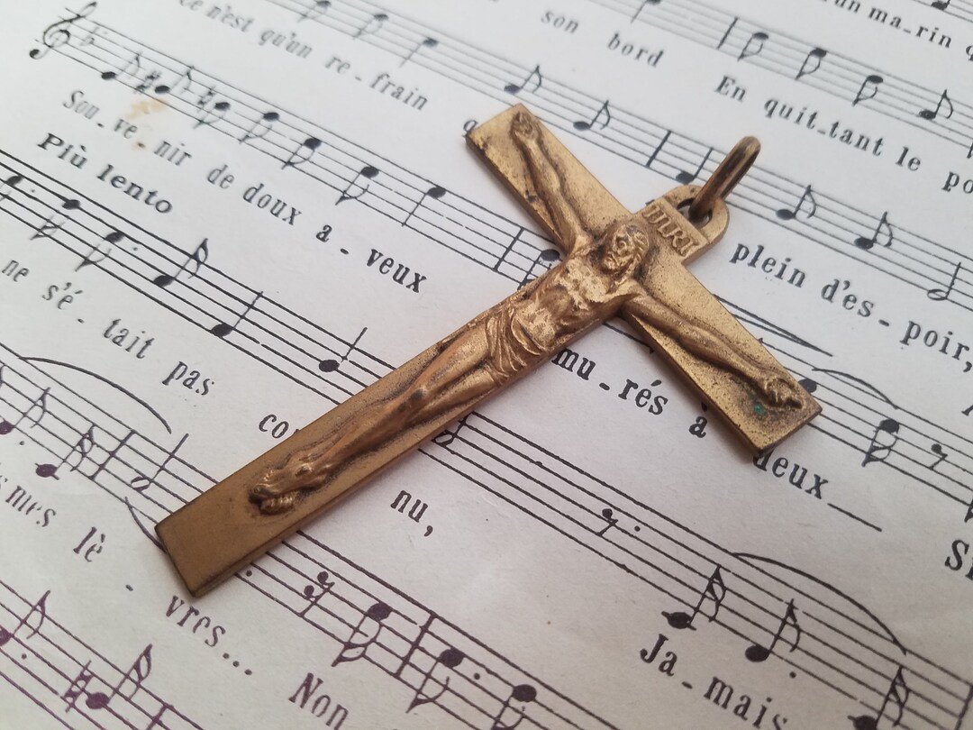 Pretty Vintage French Solid Bronze Cross-crucifix-croix,religious Gift ...