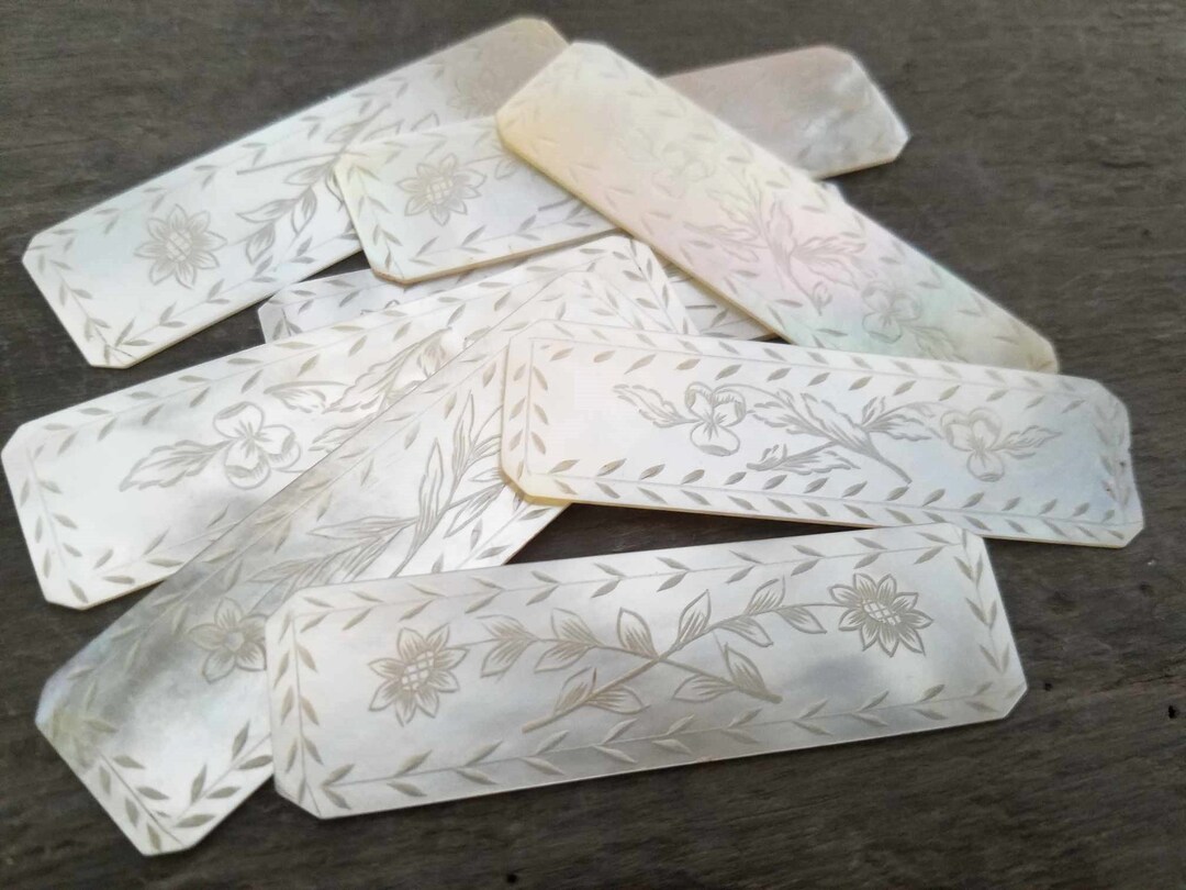 4 Antique Chinese Mother of Pearl Hand Engraved Gaming-gambling ...