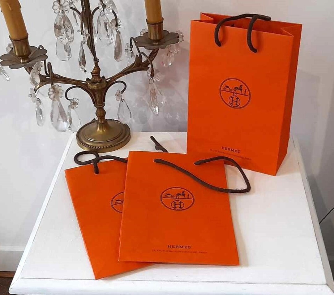 1 Vintage French Hermes Orange & Black Empty Gift Bag, Hermes Boxes ...