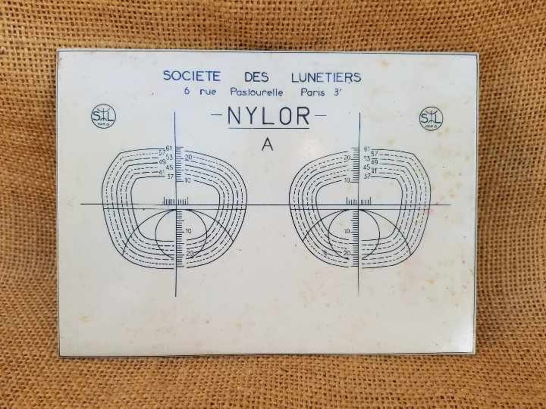 Original Vintage French 1950s Opticians Lens Chart Advertising Sign ...