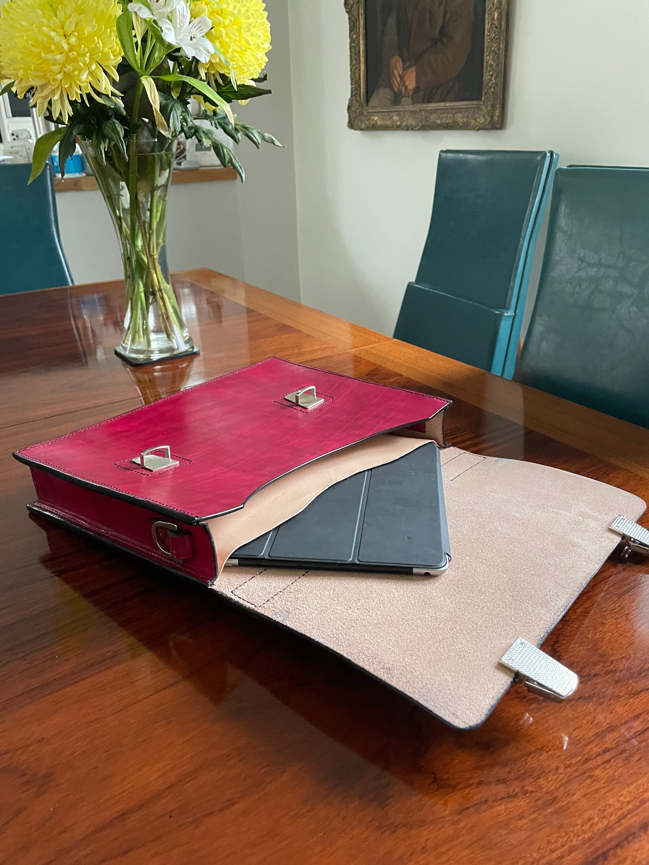 Handmade briefcase. Beautiful slim design with internal iPad | Etsy