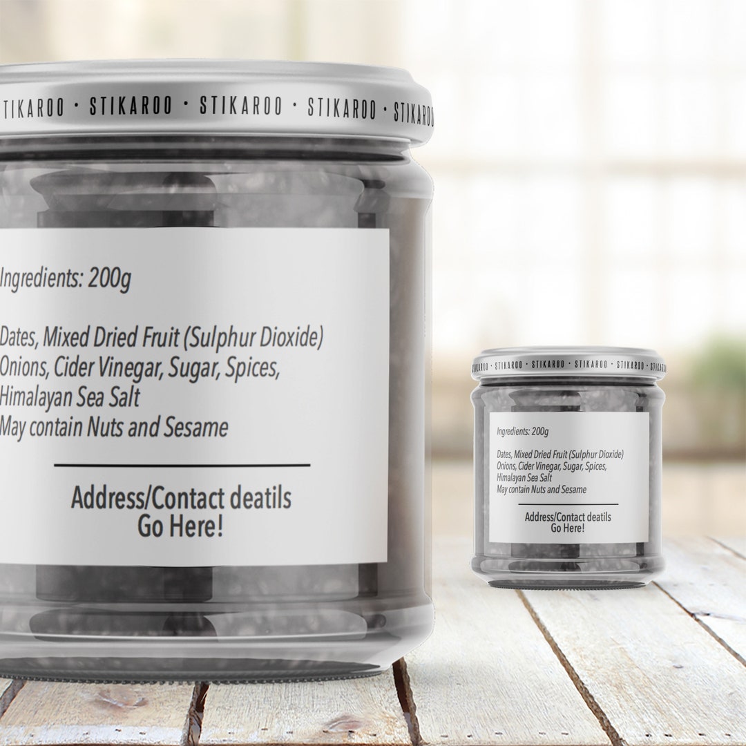 Personalised Ingredients Sticky Labels - Ingredients Rectangular Design ...