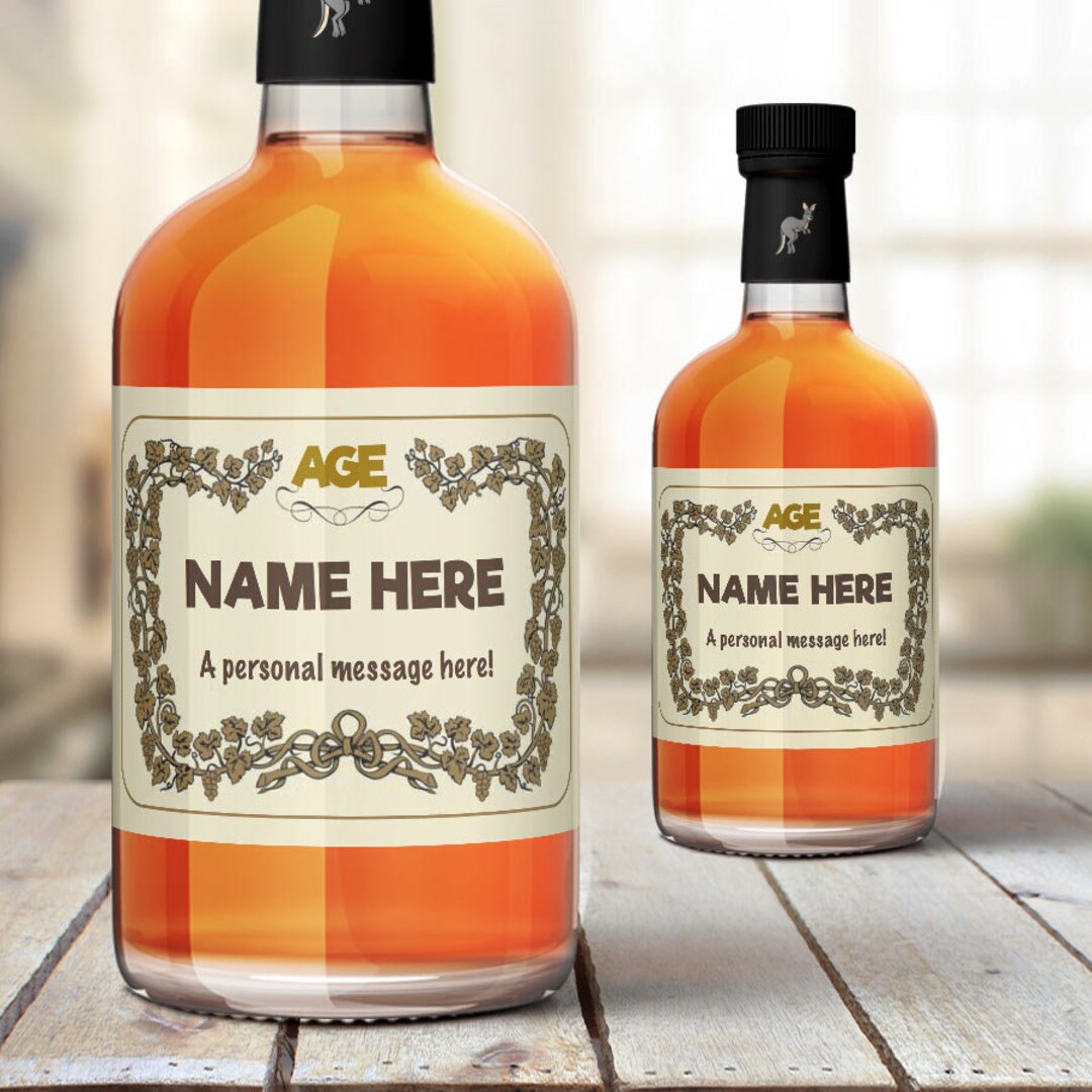 Brandy Personalised Adhesive Sticky Gloss Waterproof Spirit Bottle ...