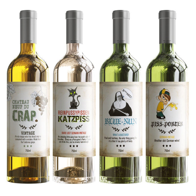 Fun Funny Humorous Adhesive Sticky Gloss Polyester Waterproof Wine ...