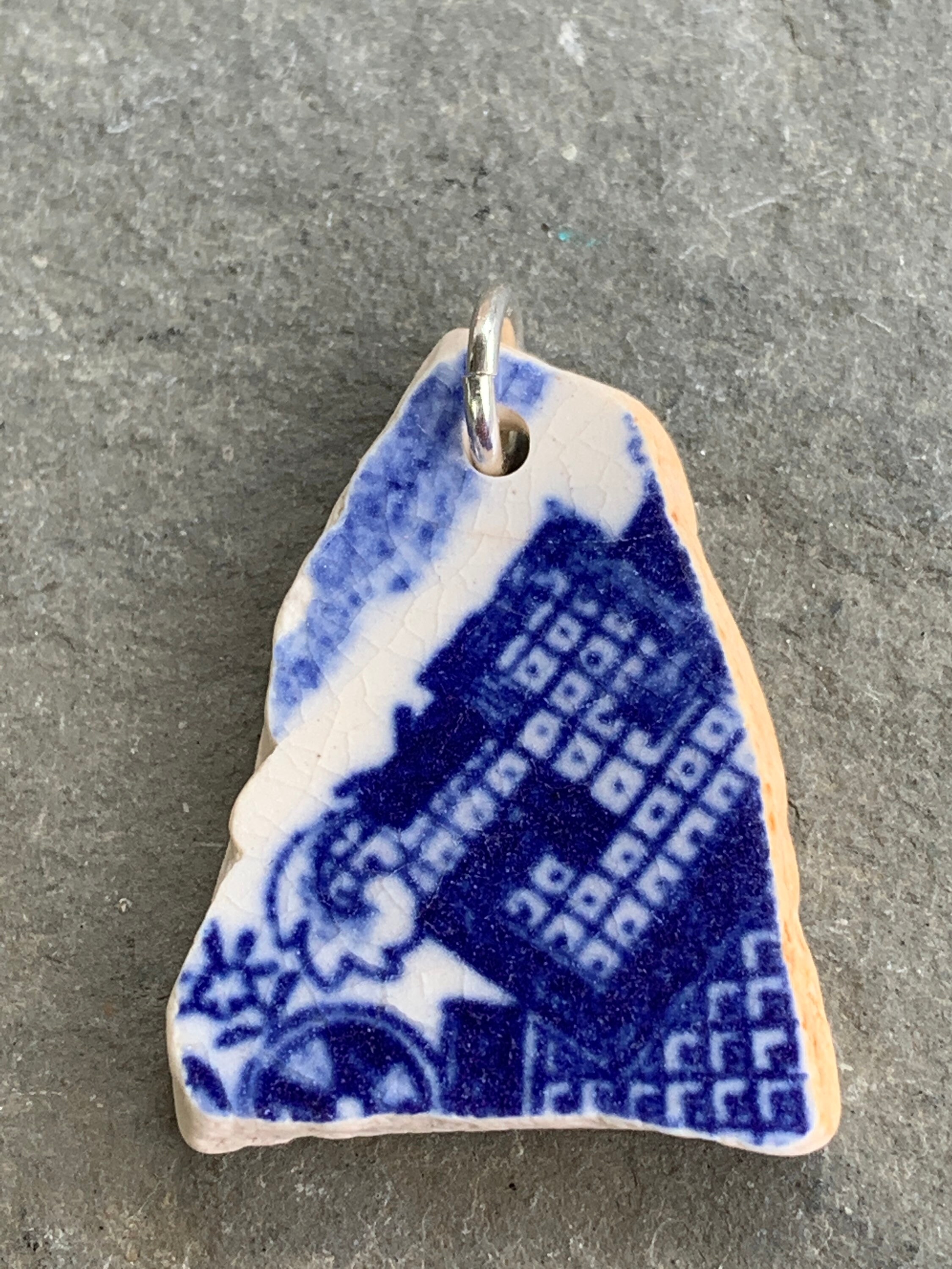 Blue Willow China Beach Pottery Shard, Drilled Beach Pottery Shard ...