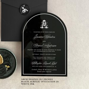 Black Dome Shape Acrylic Wedding Invitations Arch Invite Modern Classic ...