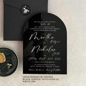 Black Dome Shape Acrylic Wedding Invitations Arch Invite Modern Classic ...