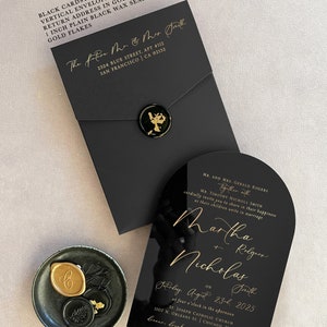 Black Dome Shape Acrylic Wedding Invitations Arch Invite Modern Classic ...
