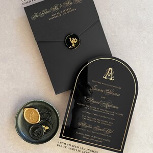 Black Dome Shape Acrylic Wedding Invitations Arch Invite Modern Classic ...