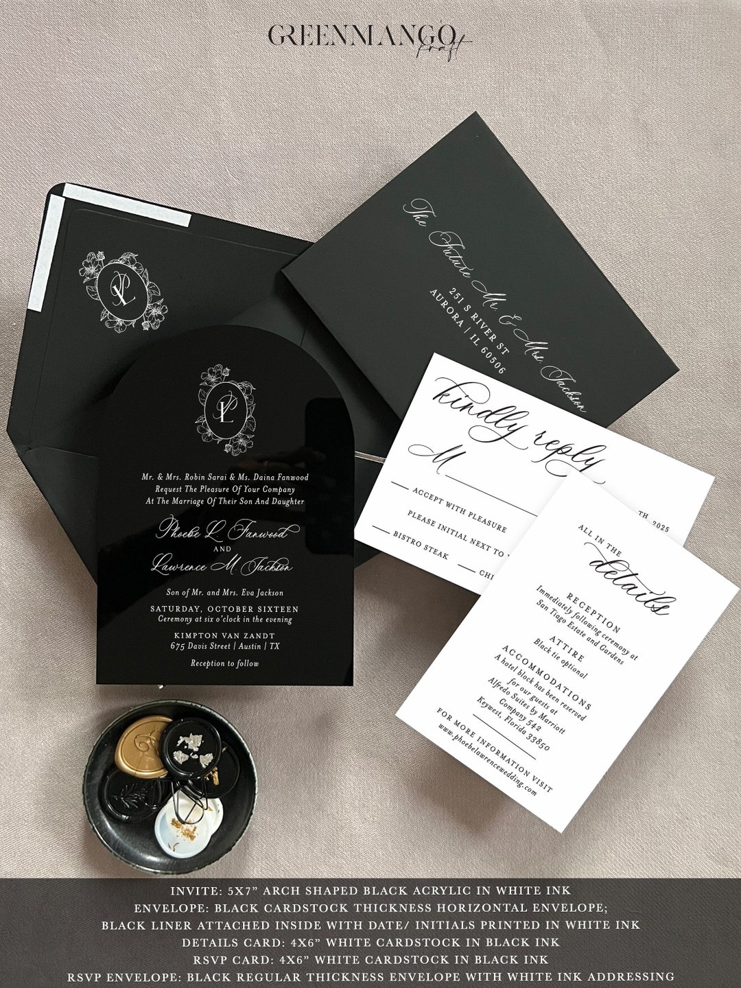 Black Dome Shape Acrylic Wedding Invitations Arch Invite - Etsy