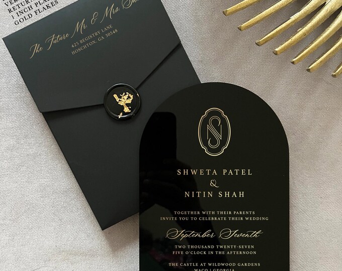 Curved Invitations Arch Acrylic Wedding Invitations With Envelopes ...