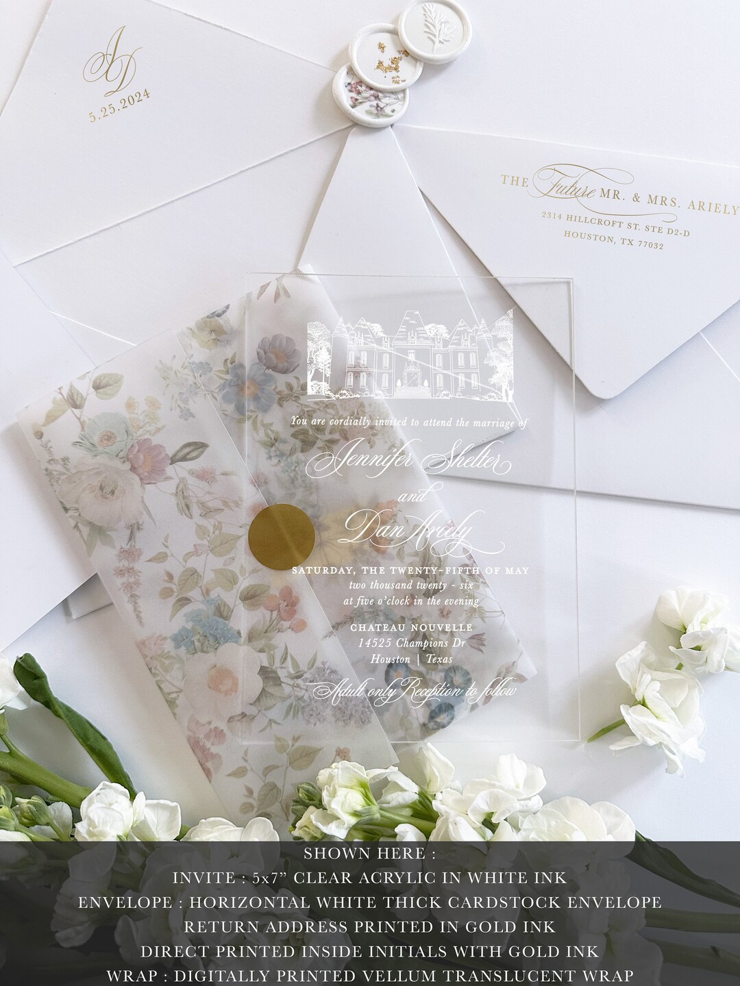 French Wedding Invitation Modern Wedding Invitation Acrylic Wedding ...