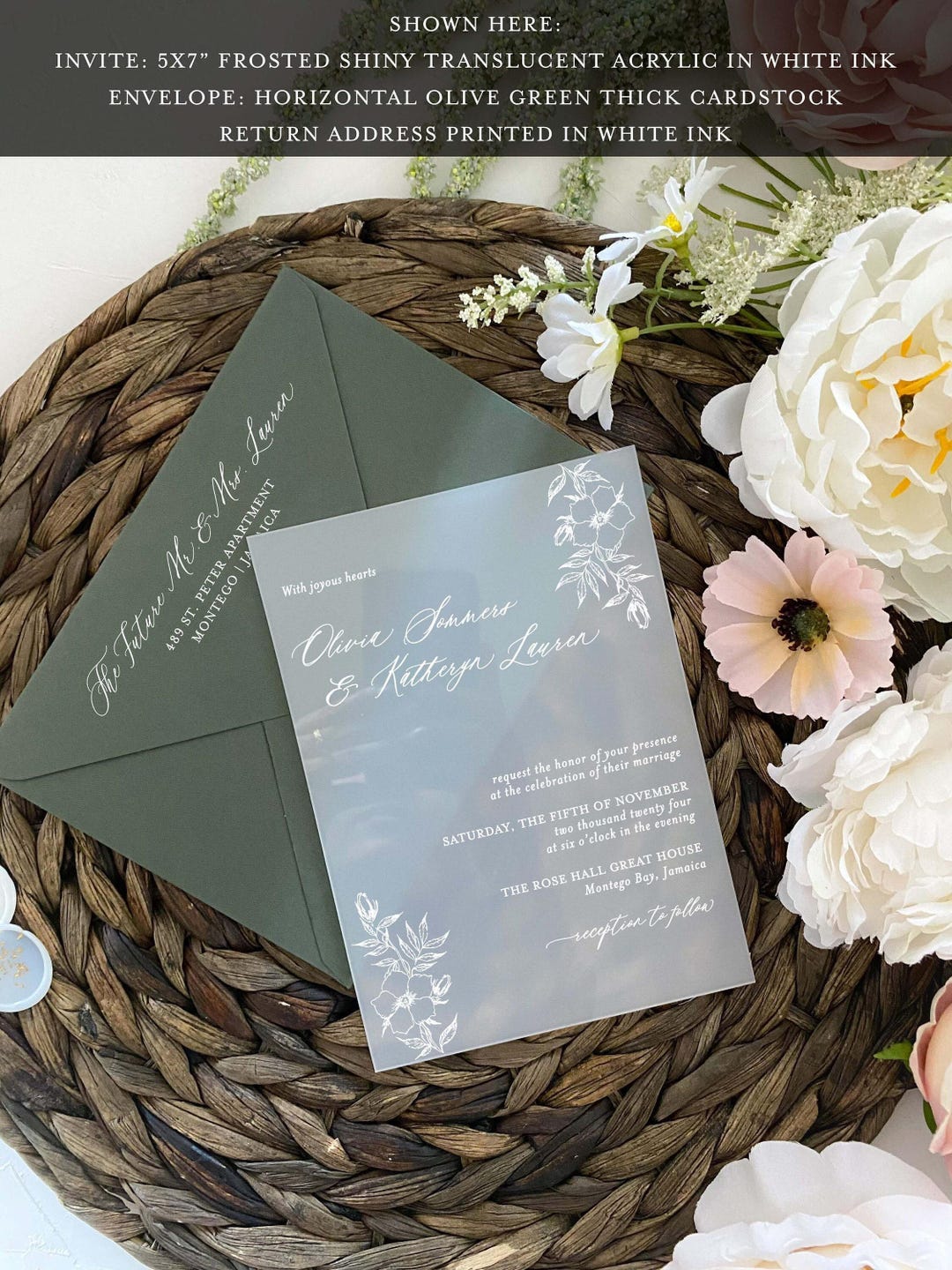 Olive Wedding Invitation Olive Green Wedding Invitations Boho Wedding ...