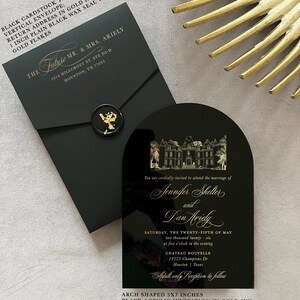 Black Dome Shape Acrylic Wedding Invitations Arch Invite Modern Classic ...