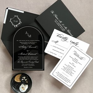 Black Dome Shape Acrylic Wedding Invitations Arch Invite Modern Classic ...