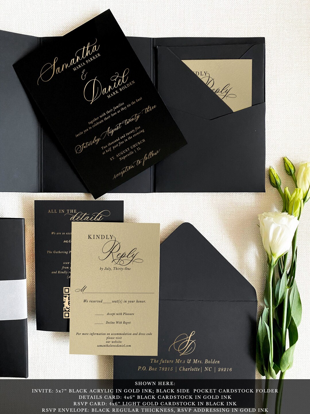 Luxury Black Acrylic Wedding Invitation Set Acrylic Invitation With ...