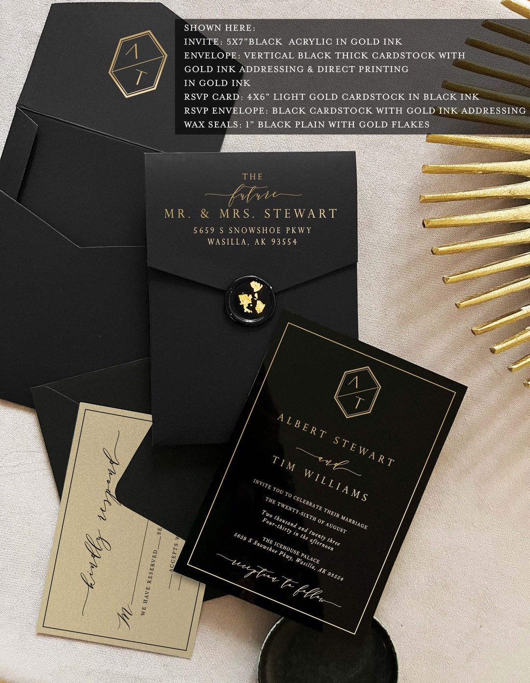 Black Acrylic Wedding Invitation Plexiglass Invite Acrylic Invites ...