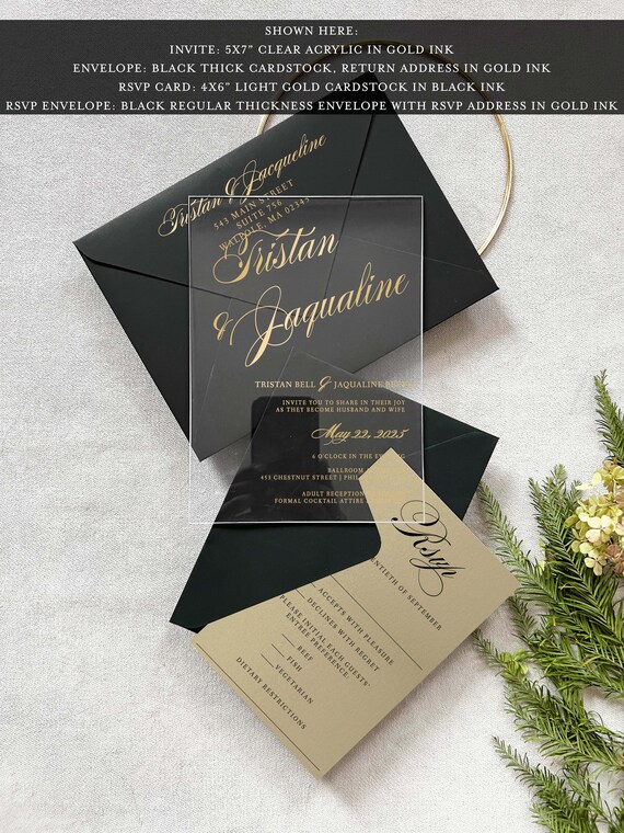 Invitación De Boda Negra Transparente Proceso De Hermosas