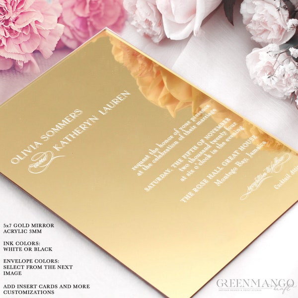 Acrylic Wedding Card Golden Mirror - Etsy
