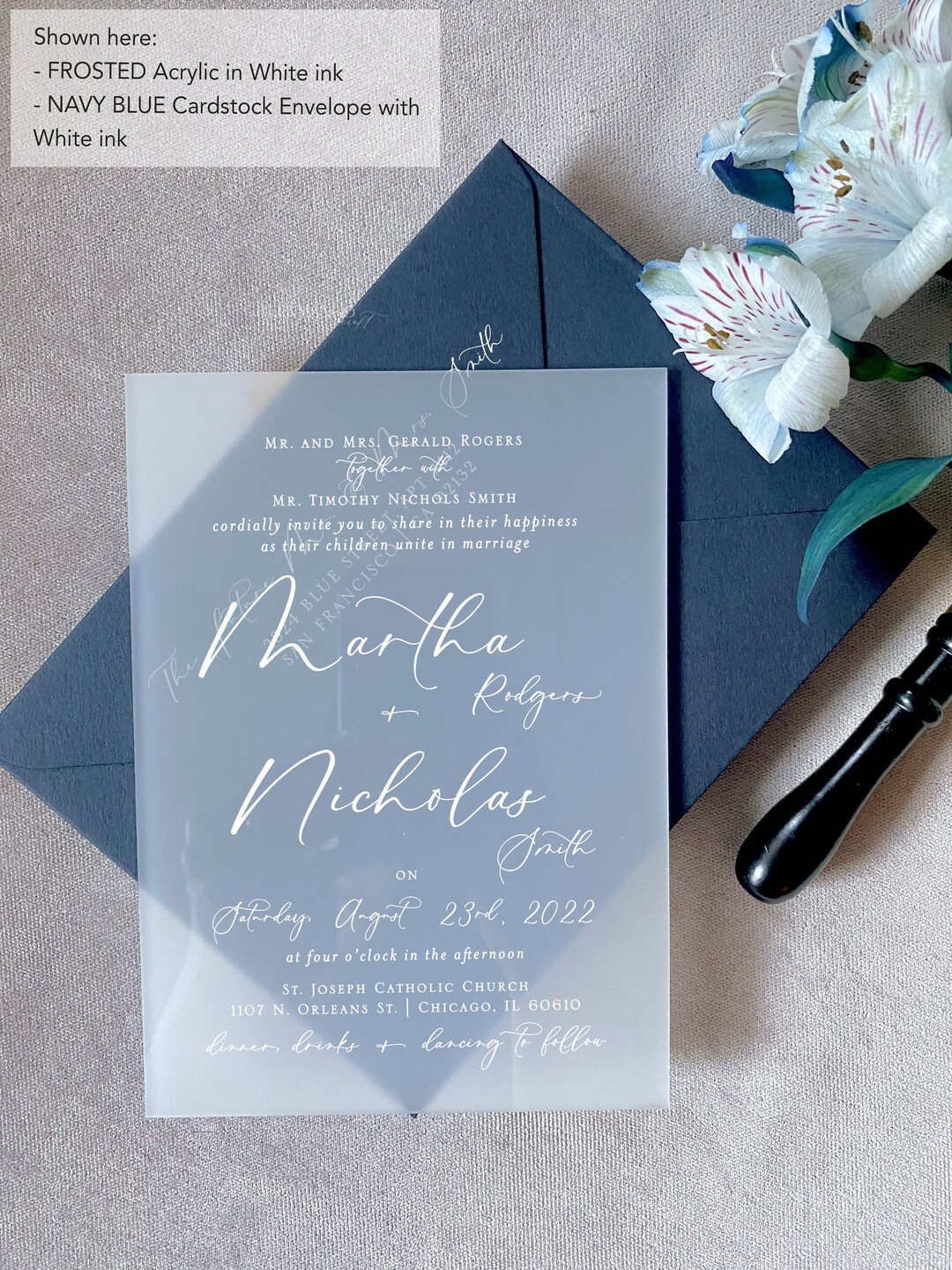 Frosted Acrylic Invitations Wedding Translucent Plexiglass Shiny Black ...