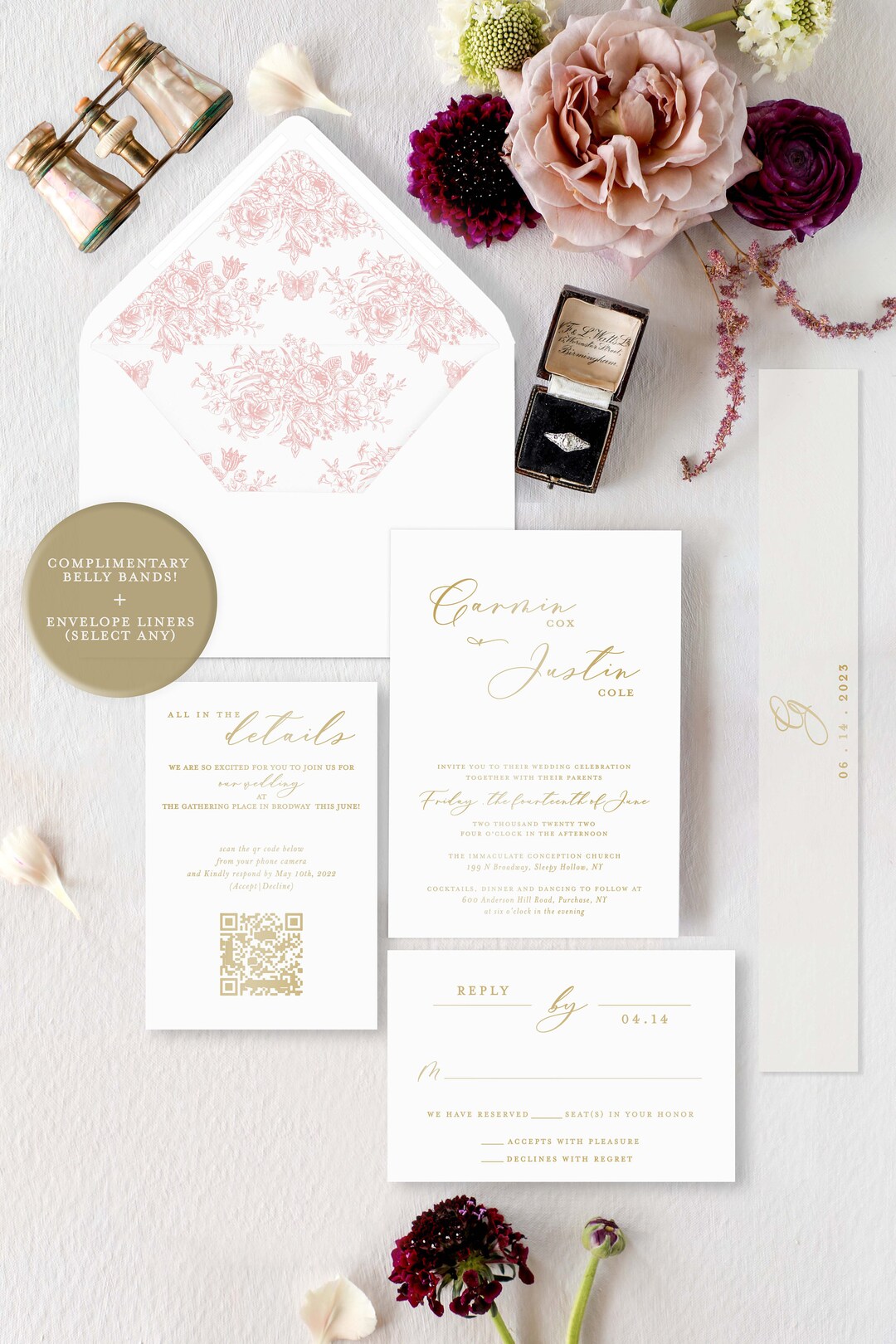 Pink Chinoiserie Wedding Invitation Classic French Toile De Jouy Theme ...