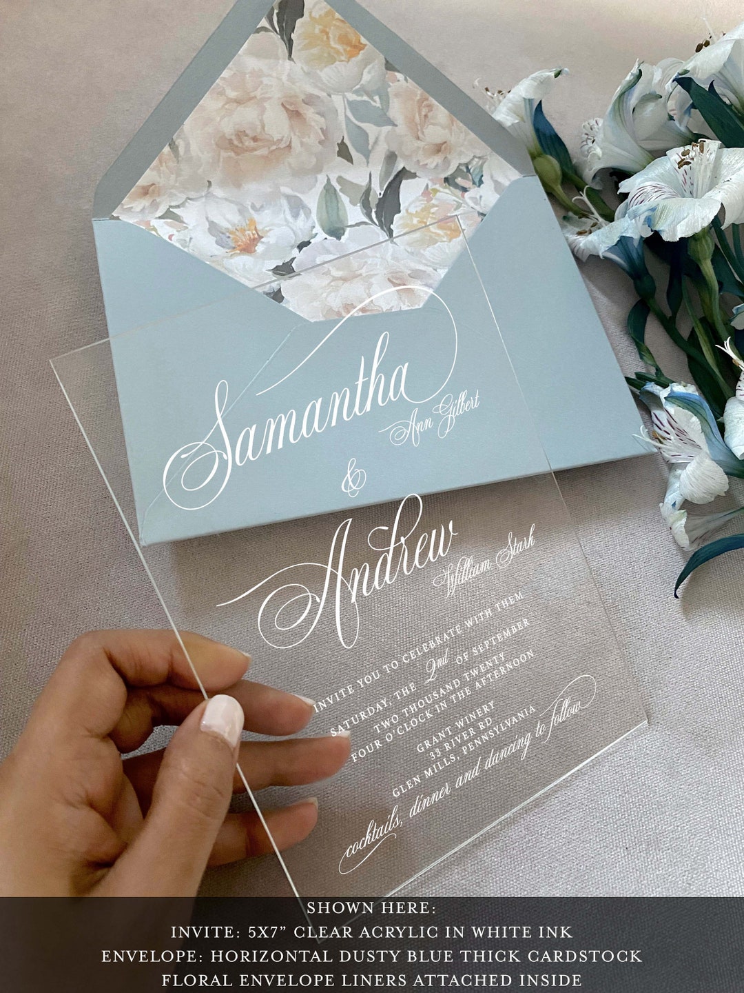 Transparent Acrylic Wedding Invitation Boho Wedding Floral Clear Invite ...