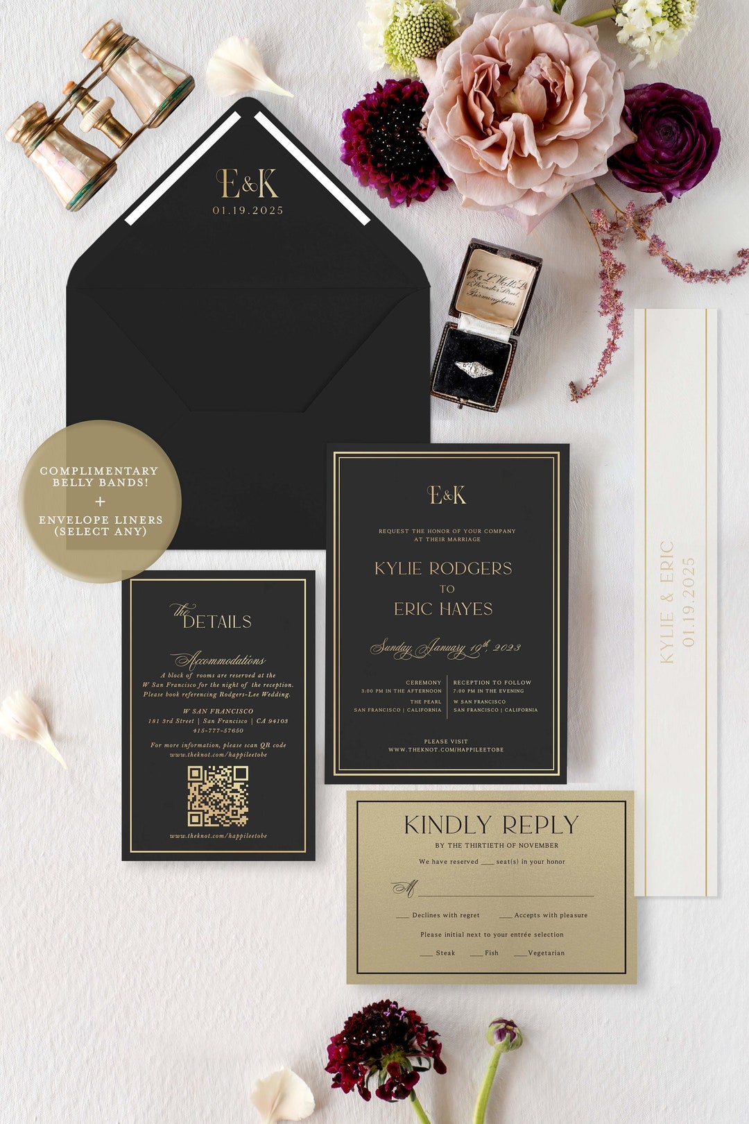 Elegant Wedding Cards Modern Wedding Invitation With RSVP Card Details ...