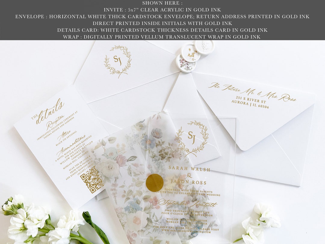 Acrylic Wedding Invitation Transparent Black White Clear Luxury ...