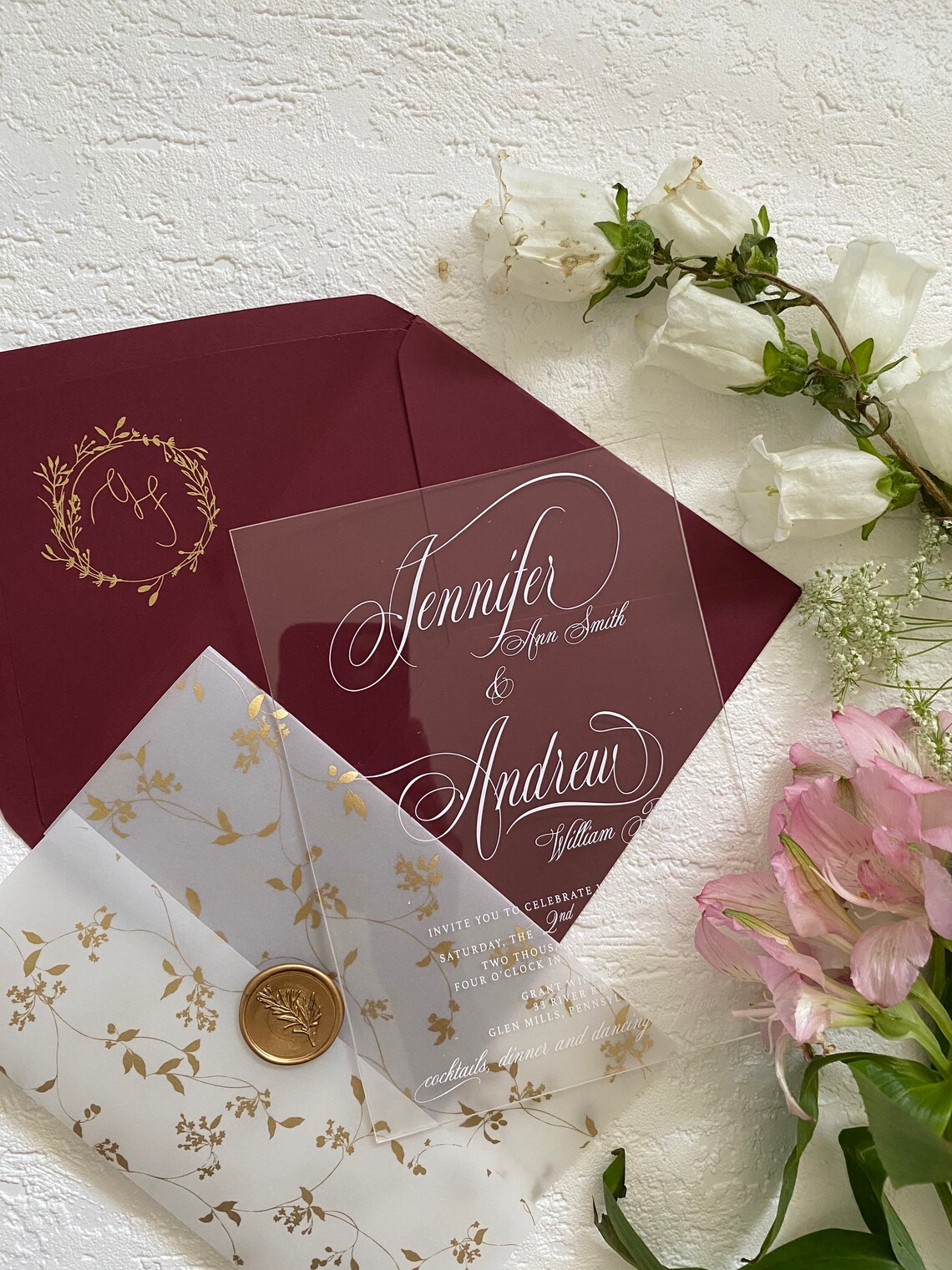 Transparent Acrylic Wedding Invitation Black Gold Clear Luxury - Etsy