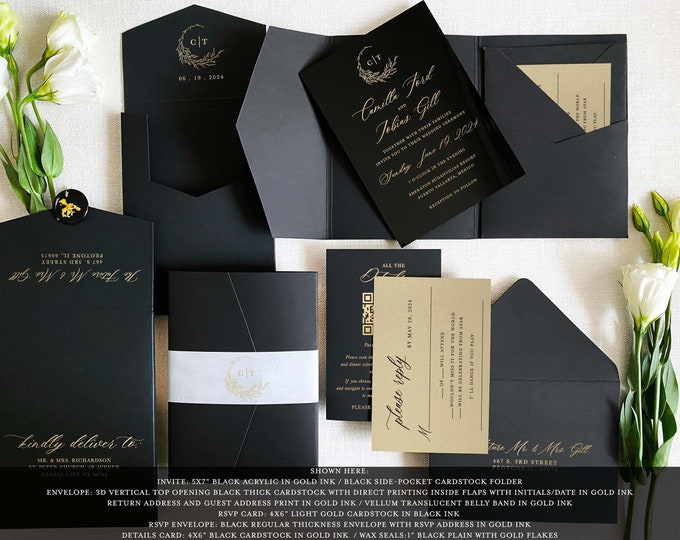 Black Acrylic Wedding Invitation Plexiglass Invite Acrylic Invites ...