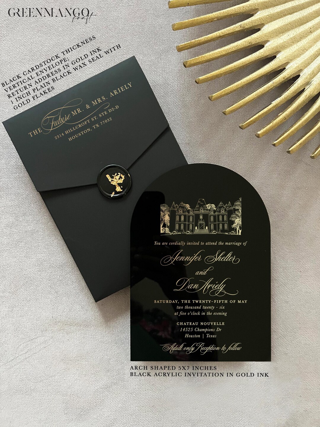 Dome Shape Acrylic Wedding Invitations Classic Vintage Elegant ...