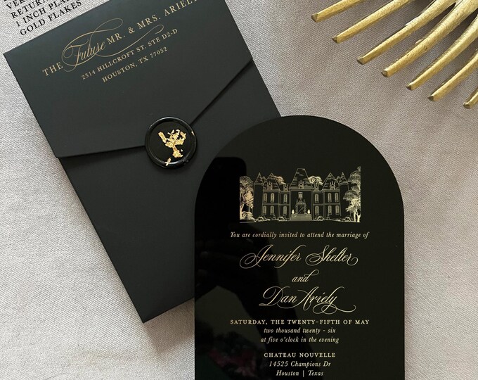 Dome Shape Acrylic Wedding Invitations Classic Vintage Elegant ...