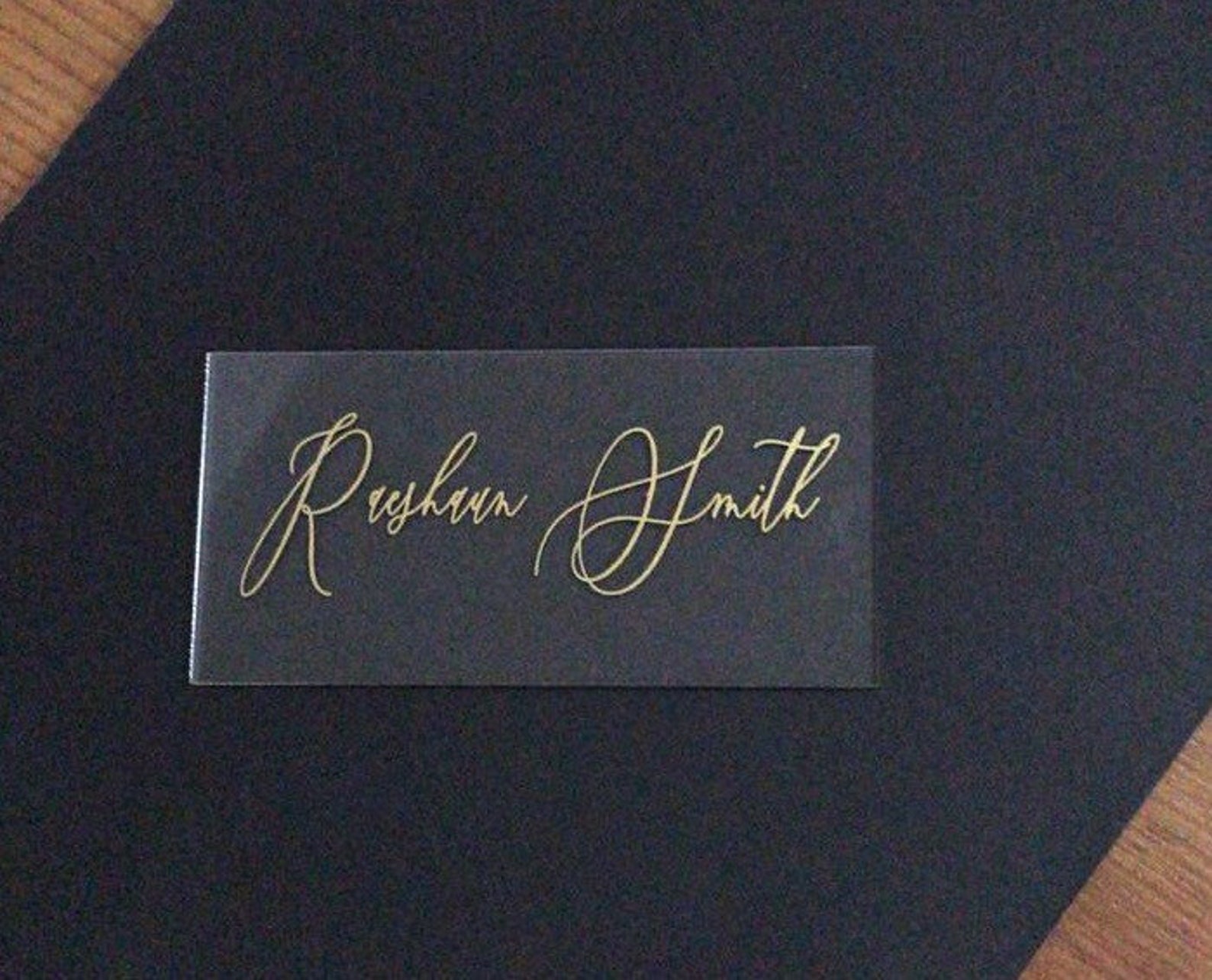 Acrylic Name Place Cards WEDDING Black Gold Cards 2x3.5 - Etsy