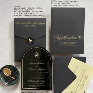 Black Dome Shape Acrylic Wedding Invitations Arch Invite Modern Classic ...