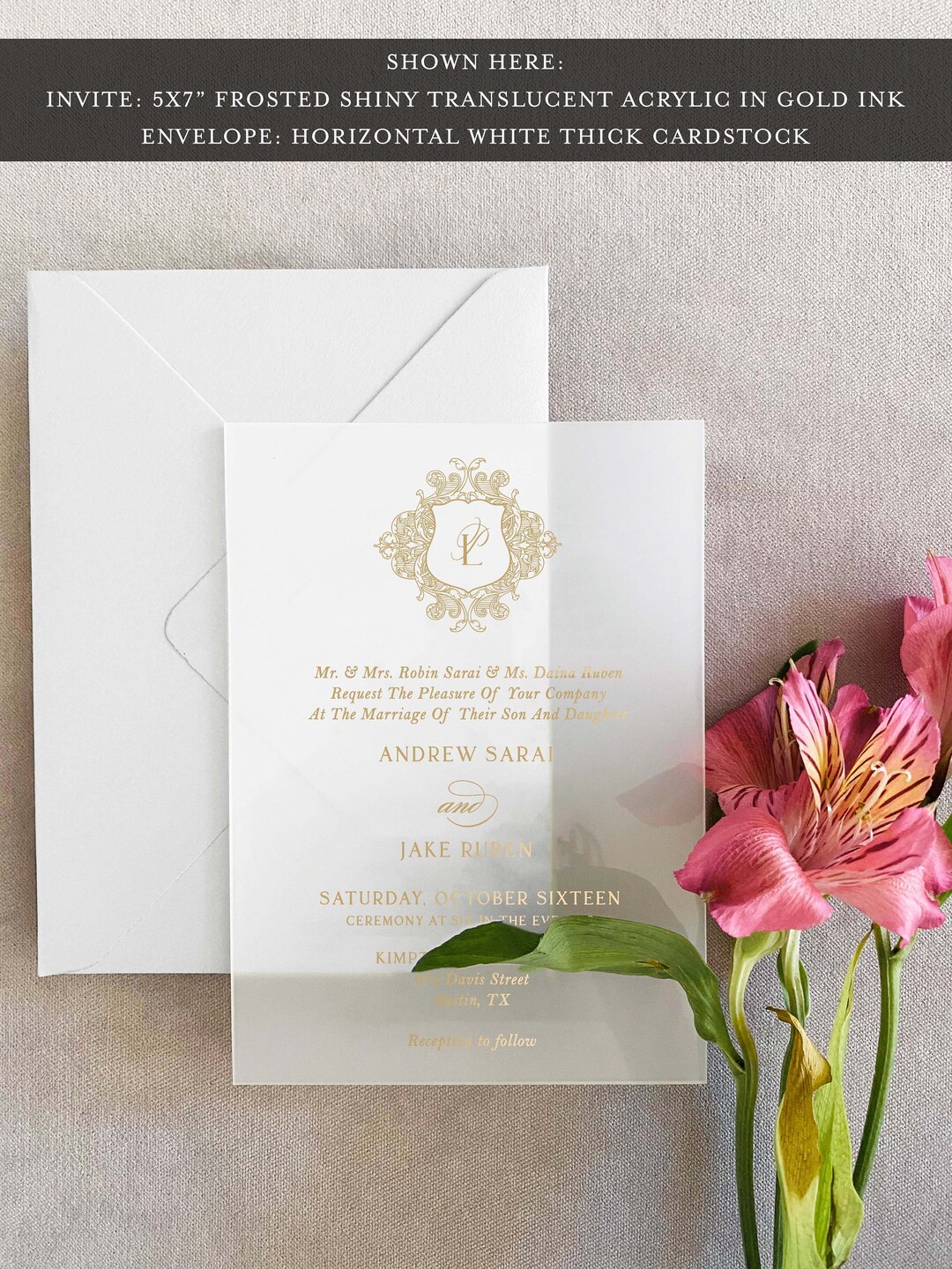 Frosted Acrylic Invitations Wedding Translucent Plexiglass Shiny Black ...