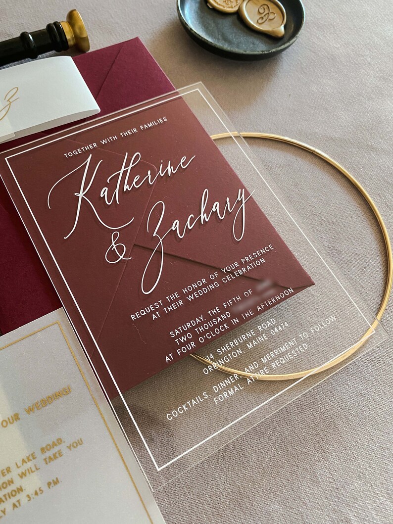 Frosted Acrylic Wedding Invitation Translucent Black White - Etsy