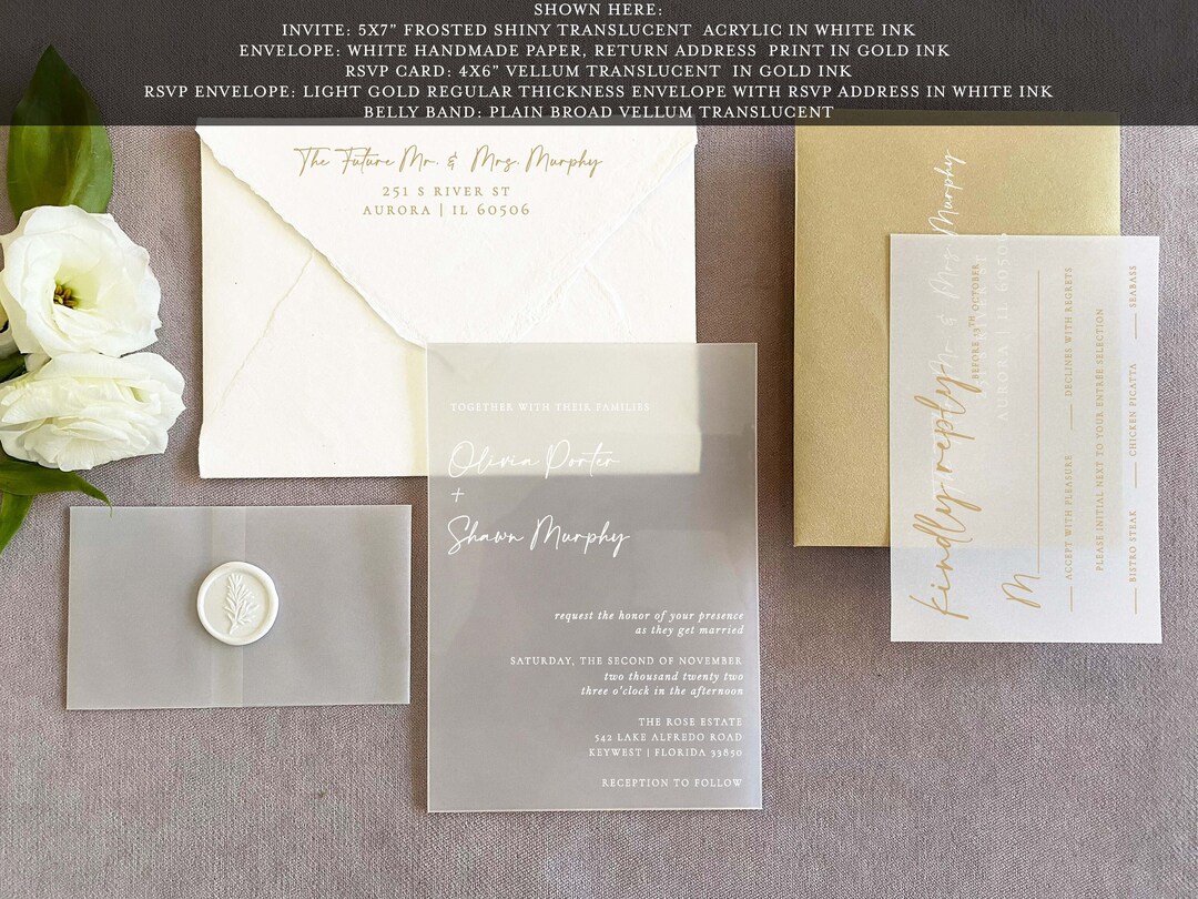 Frosted Acrylic Invitations Wedding Translucent Plexiglass Shiny Black ...