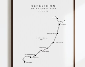 Wales Coast Path Map, Welsh Coastal Walk Art, Rambling Gift, Hiking ...