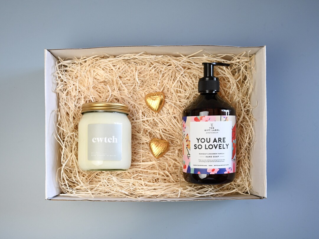 Welsh Cwtch Gift Box: Vanilla Candle, Print & Soap Hamper - Etsy UK