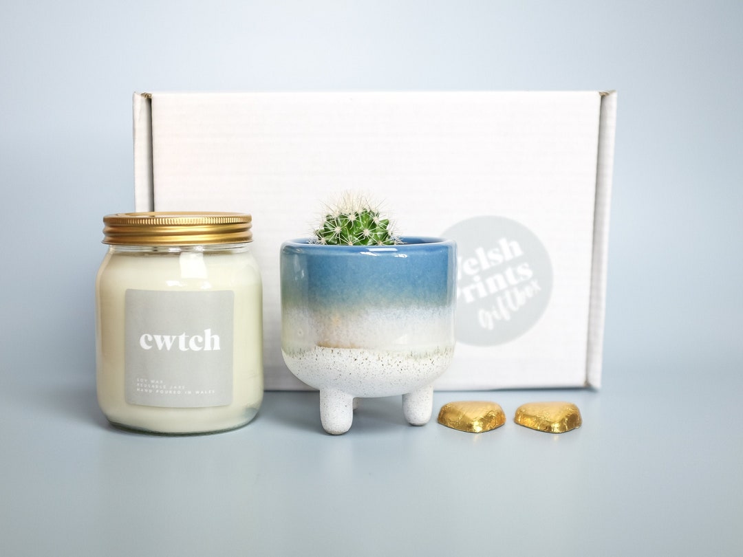 Welsh Cwtch Gift Box: Soy Candle, Succulent, Chocolates - Etsy