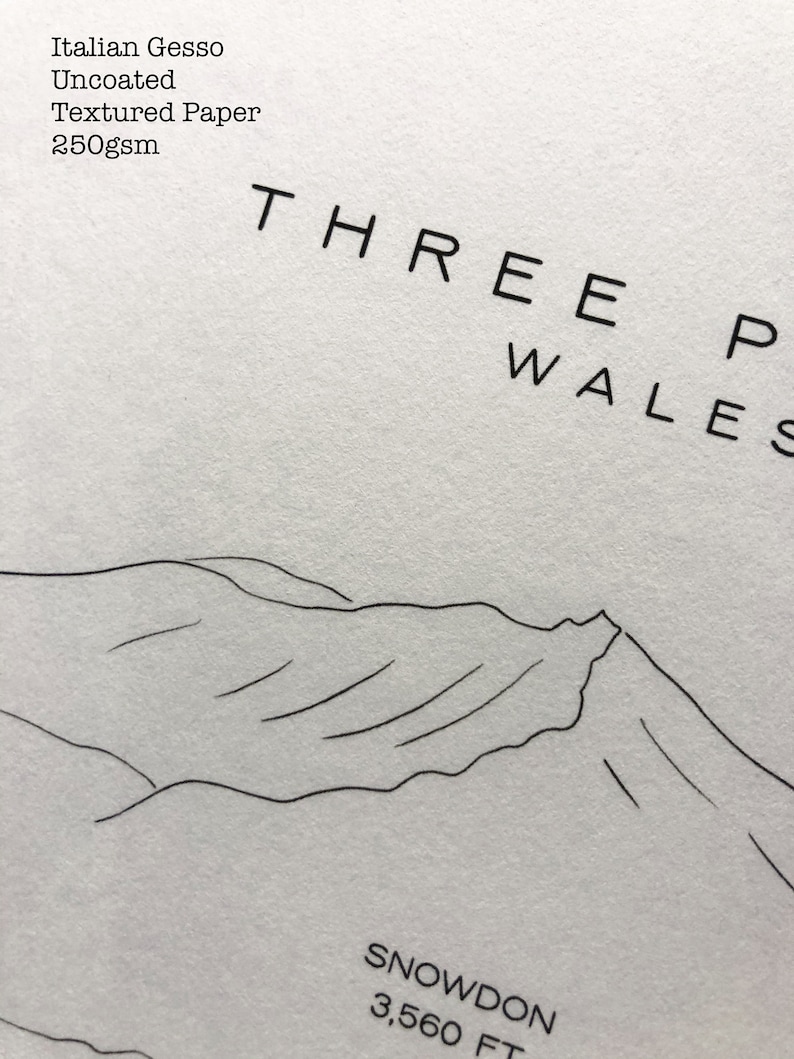 Snowdonia Print: Welsh Mountains Line Art on Gesso Paper - Etsy UK
