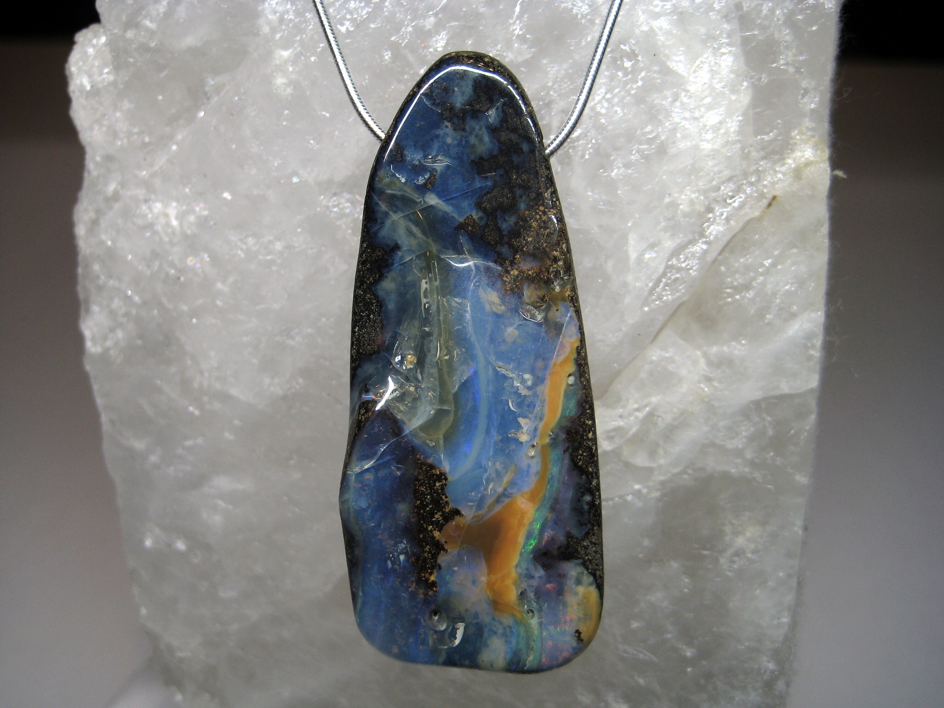 Boulder Opal Pendant, Boulder Opal Necklace, Boulder Opal drilled, Opal ...