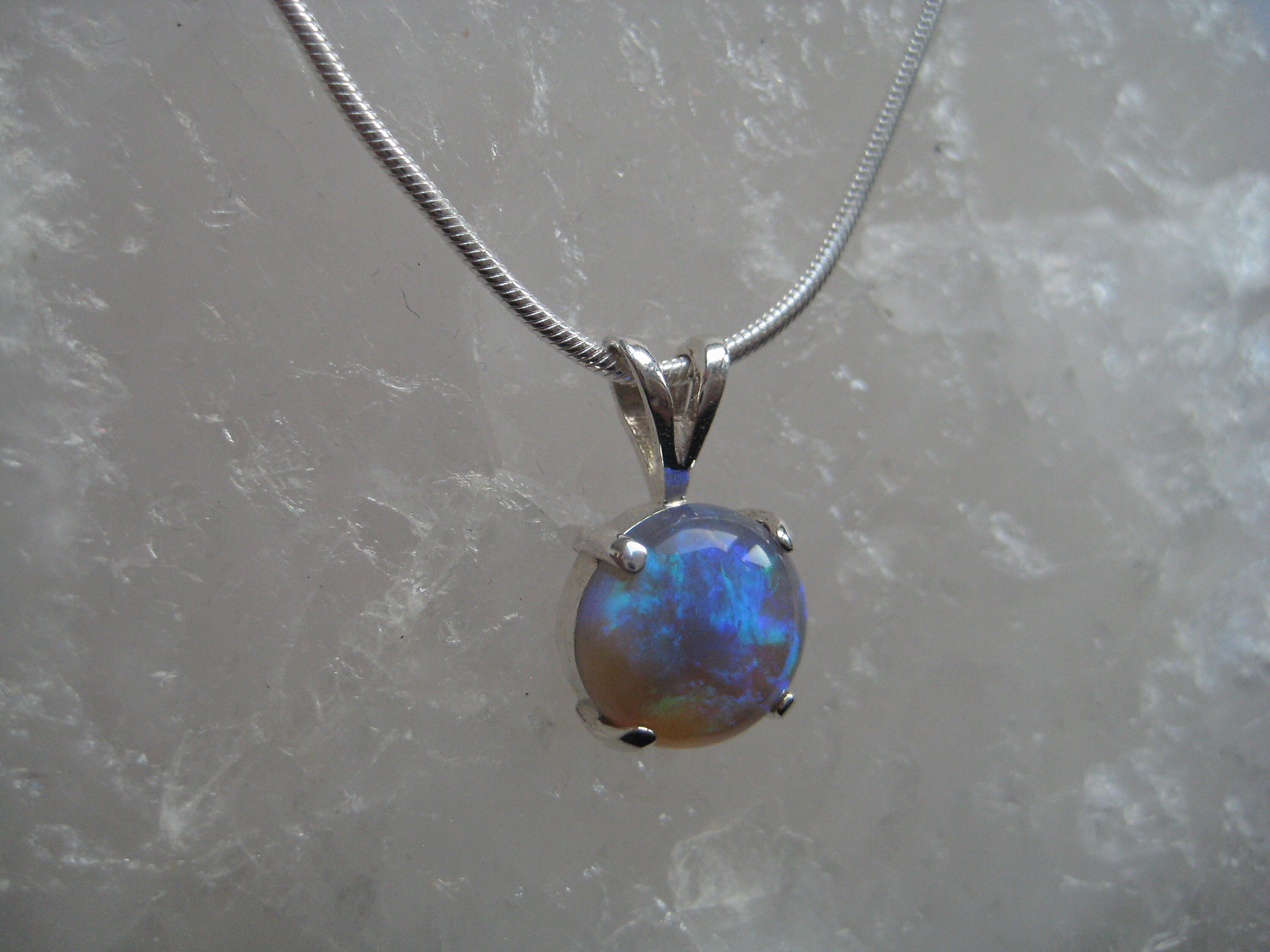 Opal chain pendant, opal pendant silver, Australian opal pendant ...