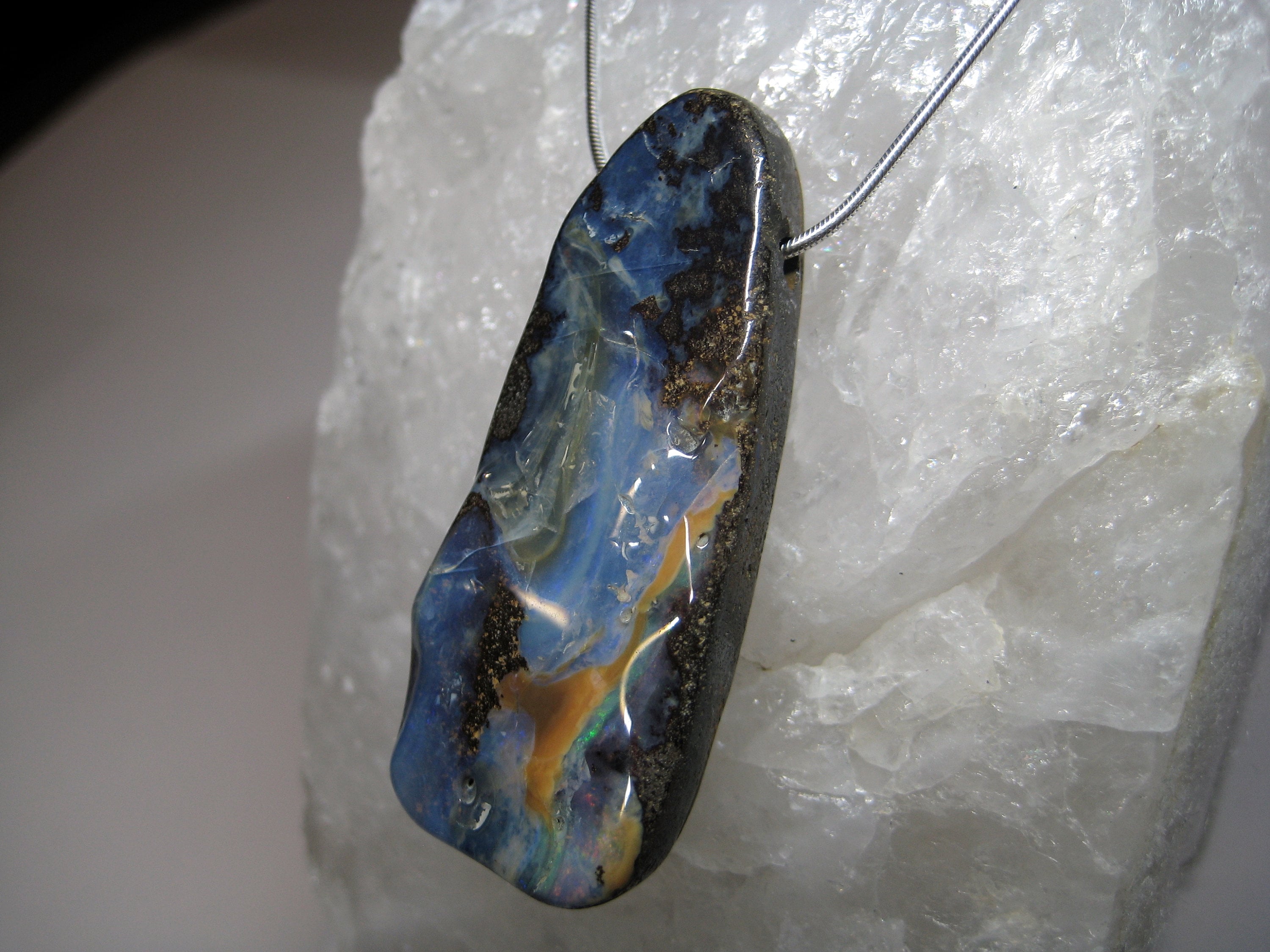 Boulder Opal Pendant, Boulder Opal Necklace, Boulder Opal drilled, Opal ...