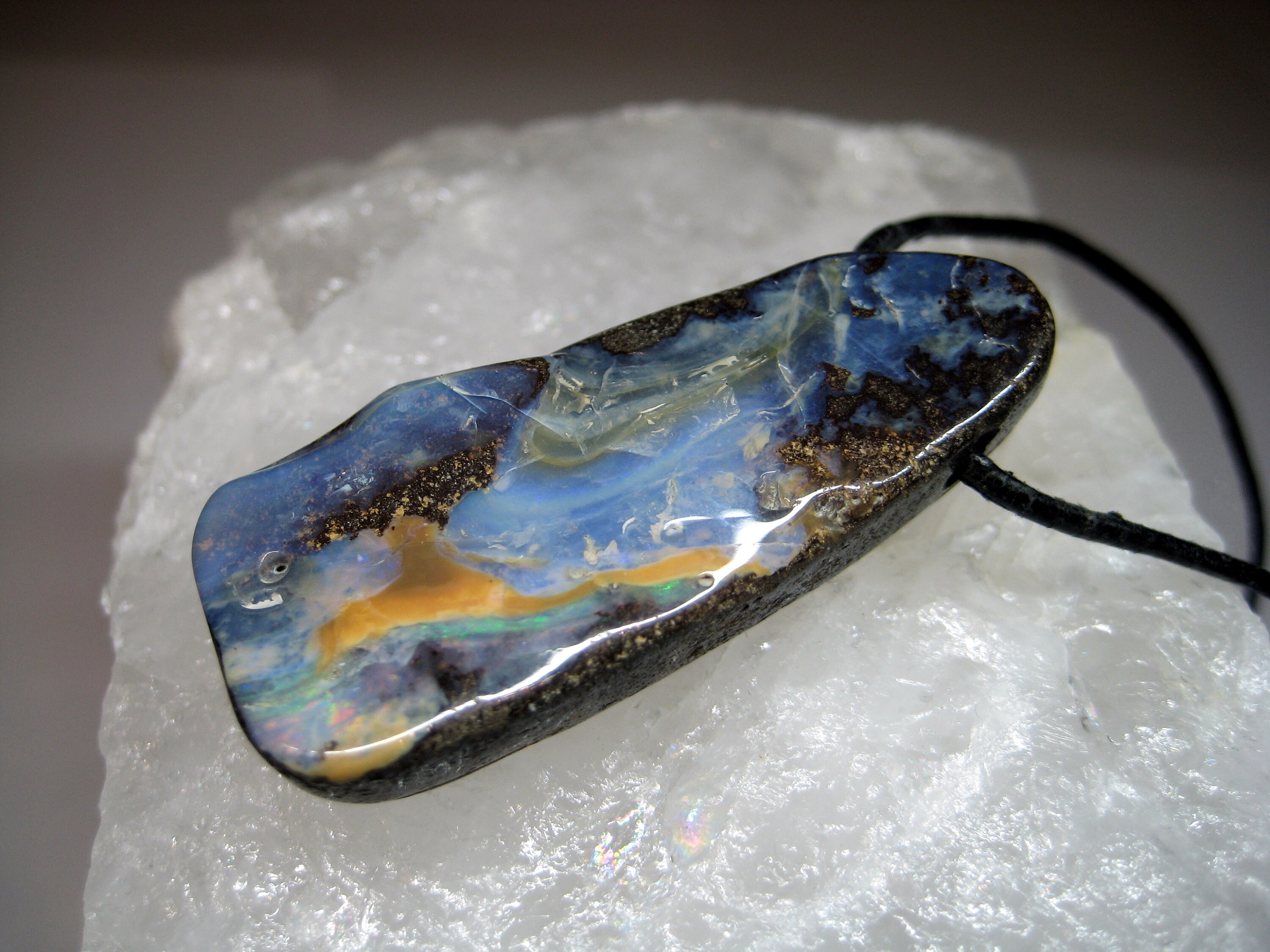 Boulder Opal Pendant, Boulder Opal Necklace, Boulder Opal drilled, Opal ...