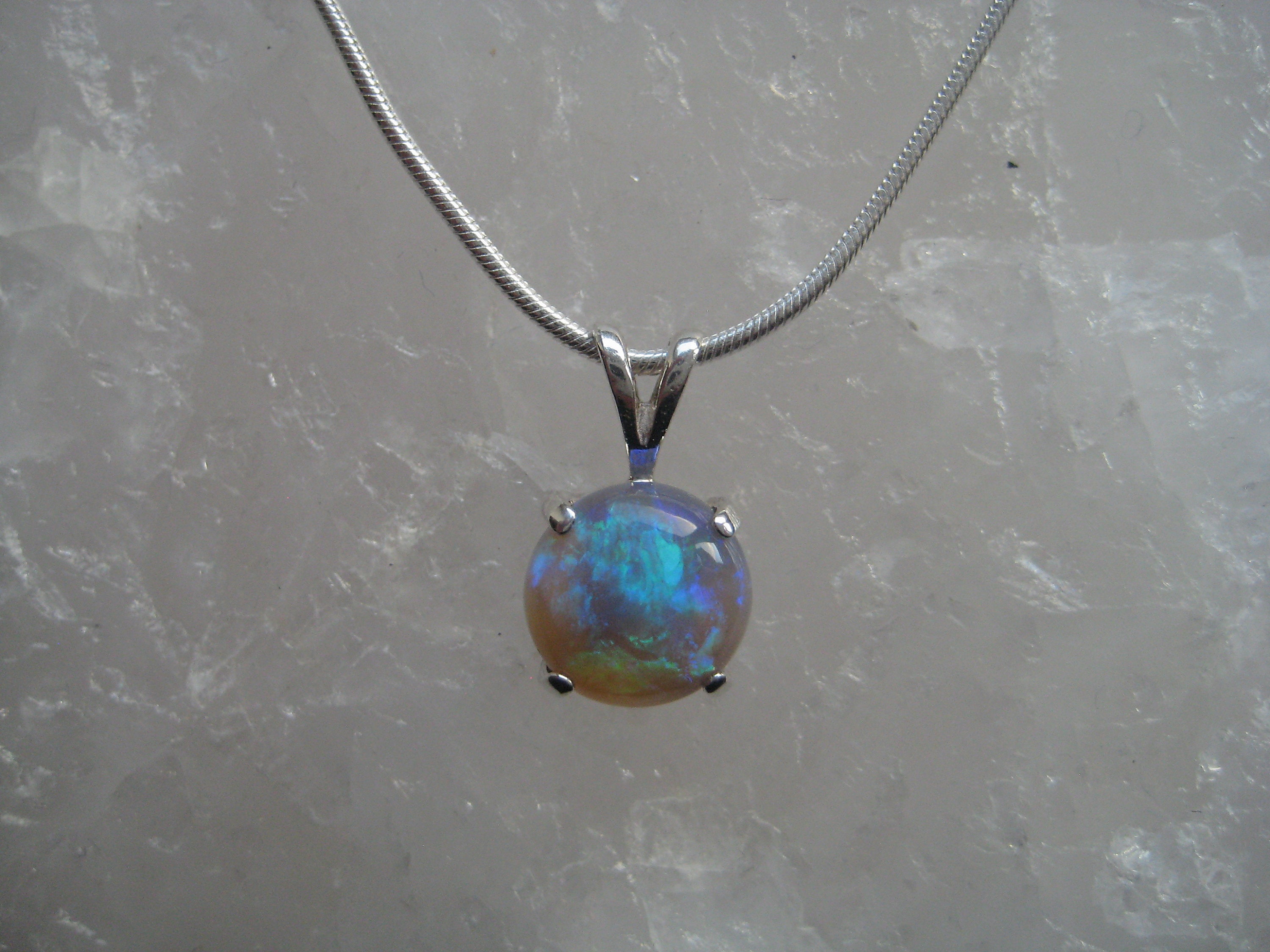 Opal chain pendant, opal pendant silver, Australian opal pendant ...