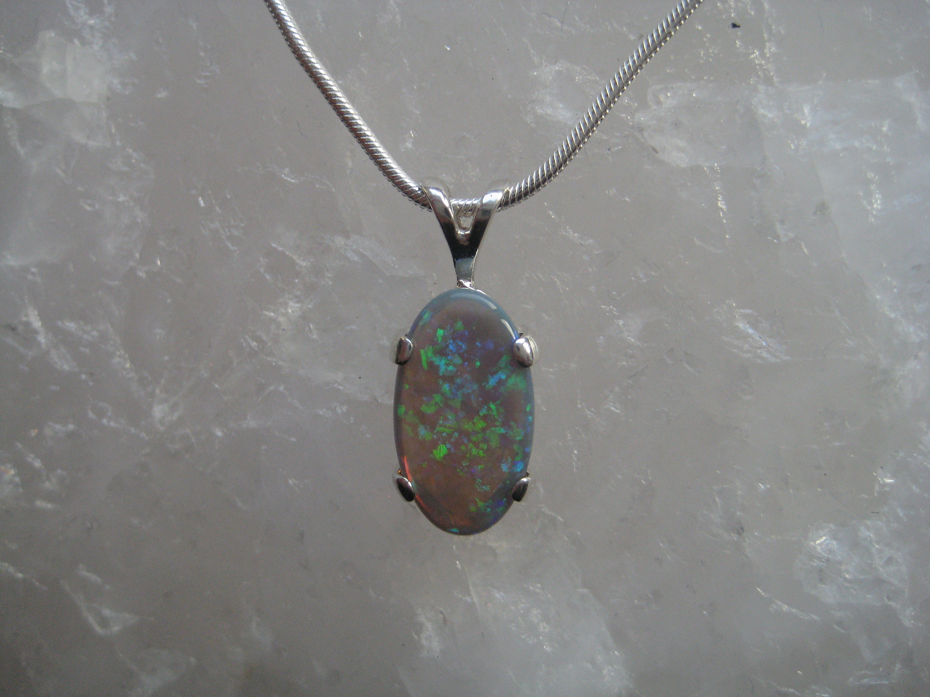 Opal chain pendant, opal pendant silver, Australian opal pendant, opal ...