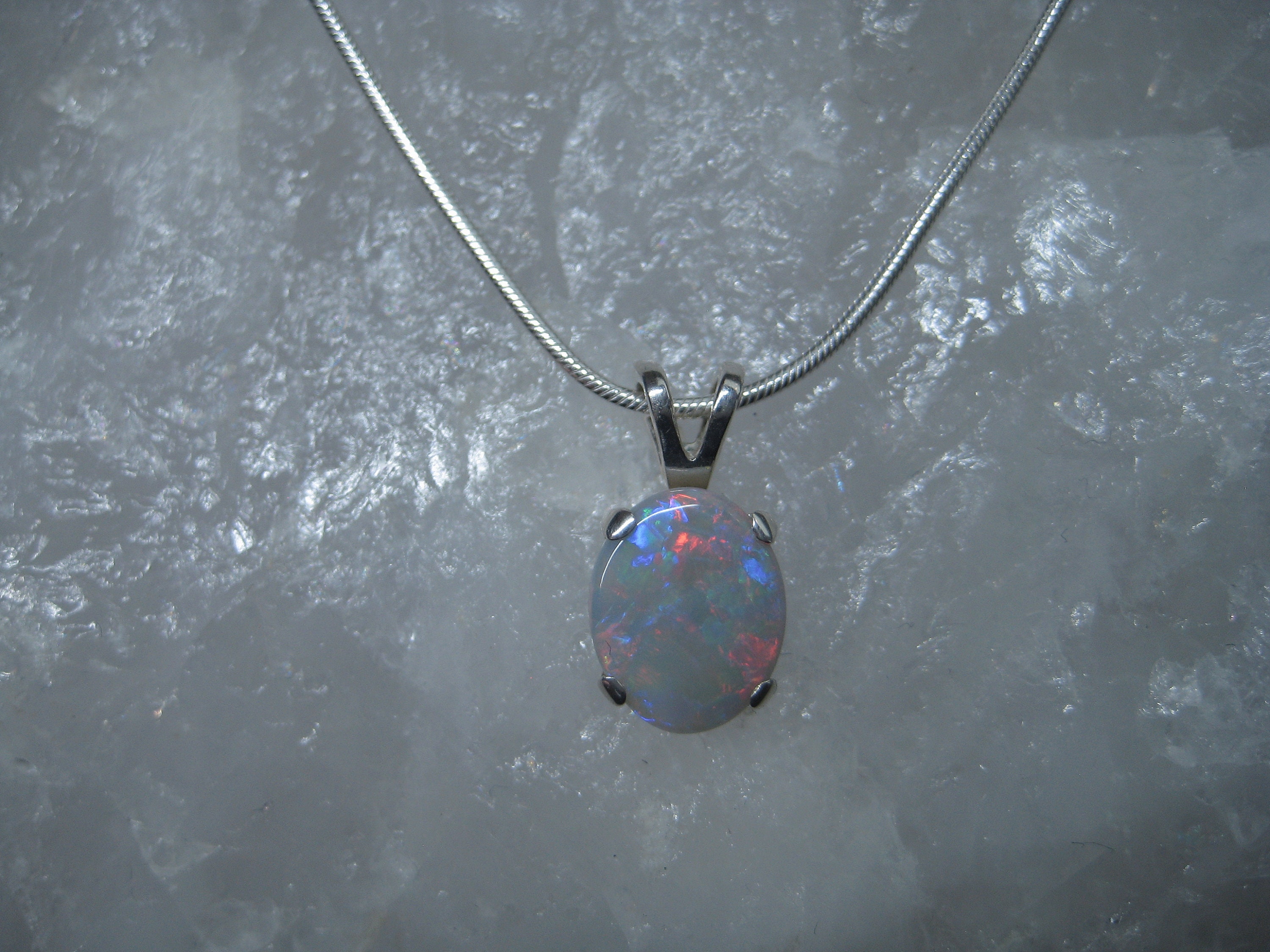 Opal chain pendant, opal pendant silver, Australian opal pendant, opal ...